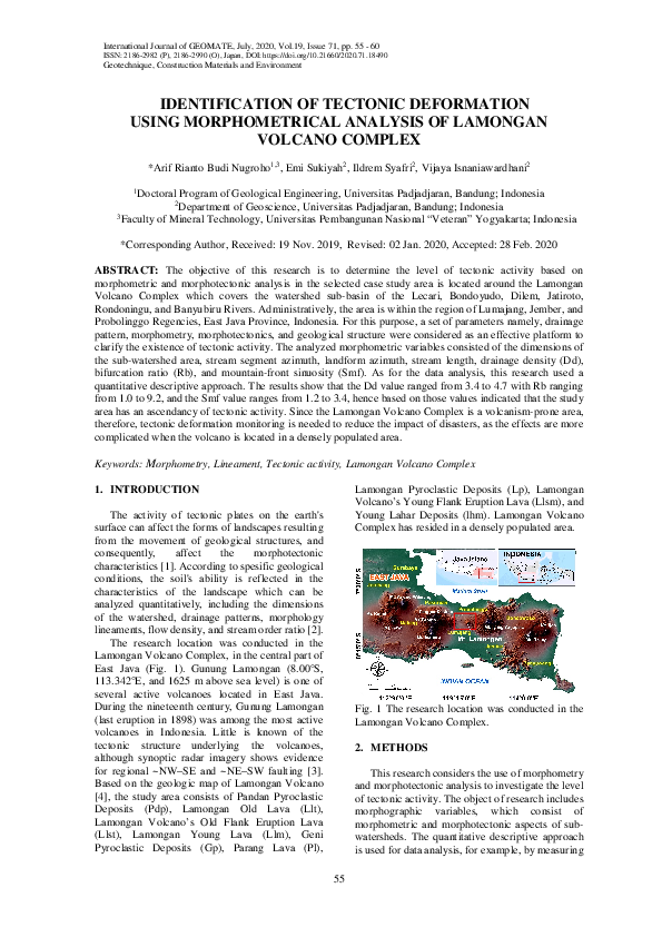 Pdf Identification Of Tectonic Deformation Using Morphometrical