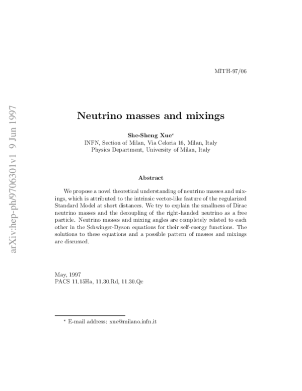 (PDF) Neutrino Masses and Mixings