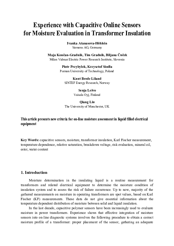 (DOC) Experience with capacitive on-line sensors for moisture ...