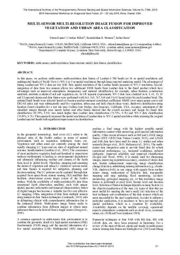 (PDF) Multi-sensor multi-resolution image fusion for improved vegetation and urban area ...