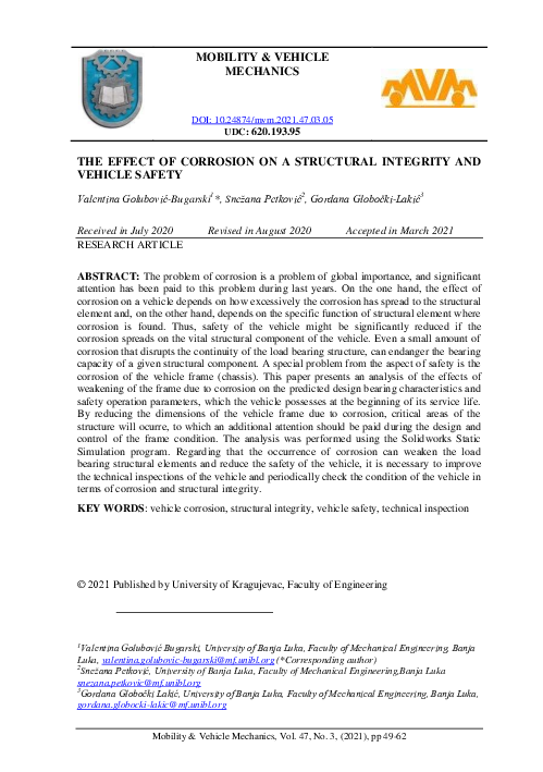 (PDF) The Effect of Corrosion on a Structural Integrity and Vehicle Safety