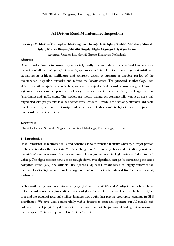 (PDF) AI Driven Road Maintenance Inspection