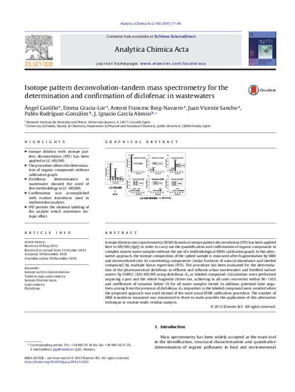 (PDF) Isotope pattern deconvolution-tandem mass spectrometry for the ...