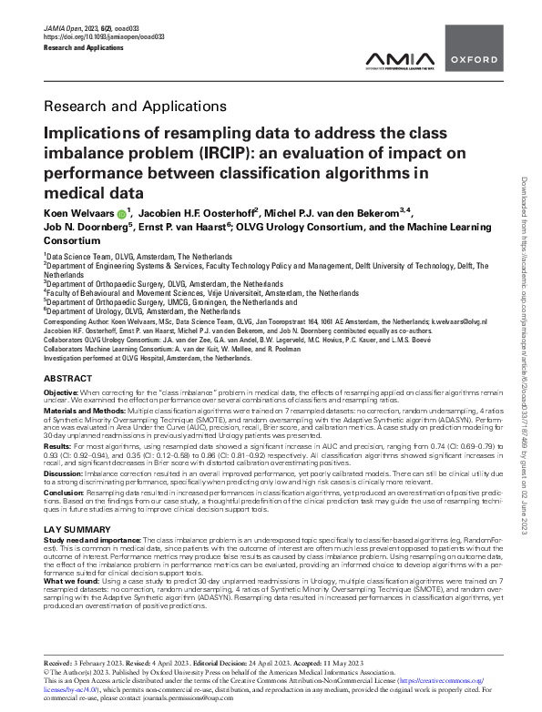 Pdf Implications Of Resampling Data To Address The Class Imbalance