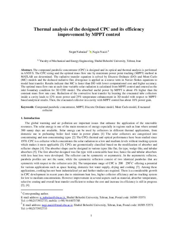 (PDF) Thermal analysis of the designed CPC and its efficiency ...