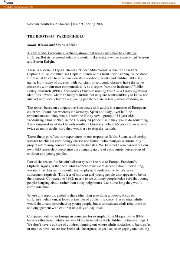(PDF) The Roots of 'Paedophobia