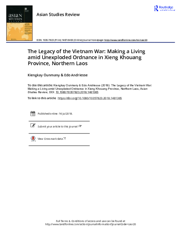 (PDF) The Legacy of the Vietnam War: Making a Living amid Unexploded ...