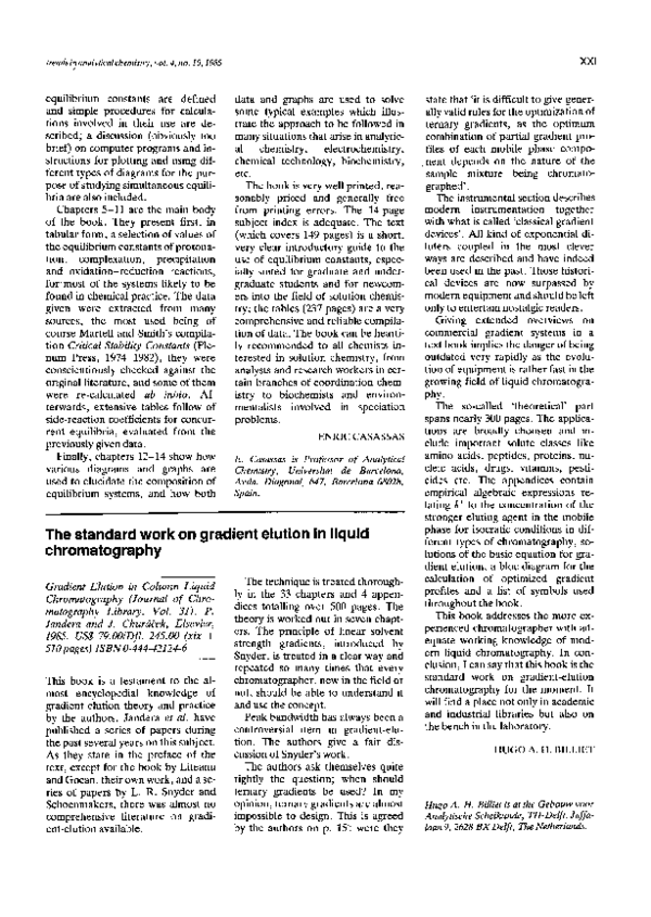 (PDF) Gradient elution in column liquid chromatography