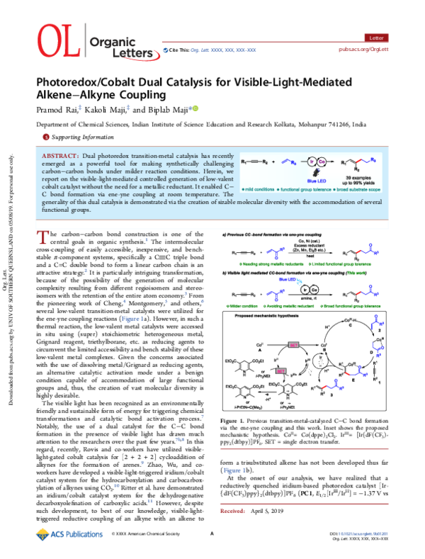 (PDF) Photoredox/Cobalt Dual Catalysis for Visible-Light-Mediated ...
