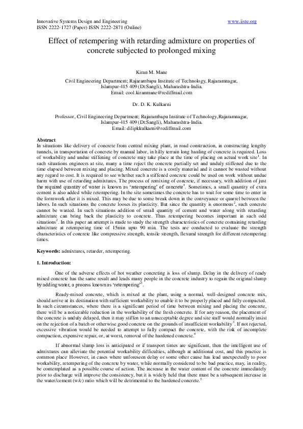 (PDF) Effect of retempering with retarding admixture on properties of ...