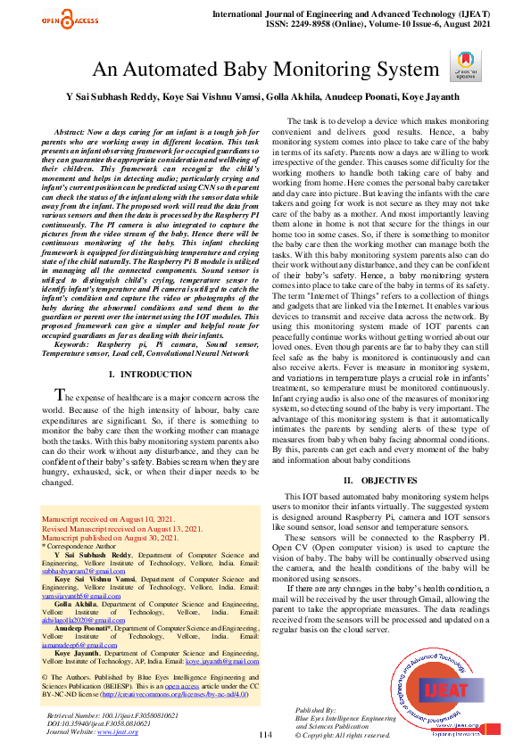 (PDF) An Automated Baby Monitoring System