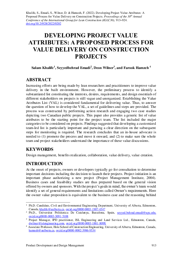 (PDF) Developing Project Value Attributes: A Proposed Process for Value ...