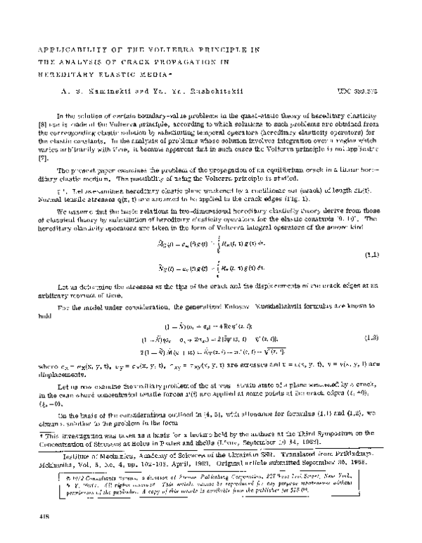 (PDF) Applicability of the Volterra principle in the analysis of crack ...