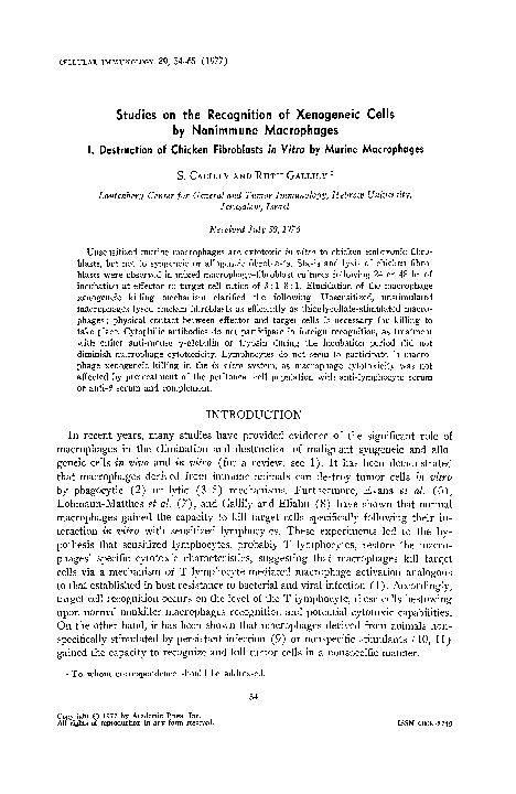 (PDF) Studies on the recognition of xenogeneic cells by nonimmune ...