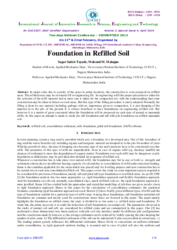 (PDF) Foundation in Refilled Soil
