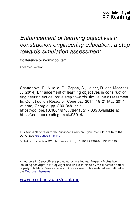 (PDF) Enhancement of Learning Objectives in Construction Engineering ...