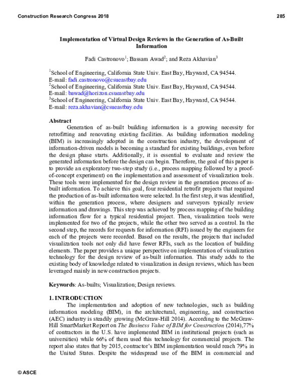 (PDF) Implementation of Virtual Design Reviews in the Generation of As ...