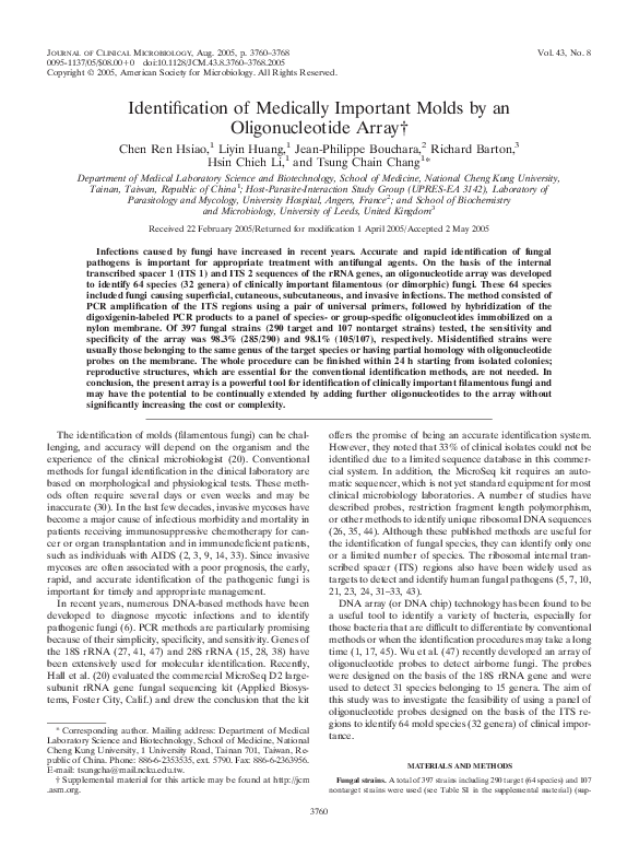 (PDF) Identification of Medically Important Molds by an Oligonucleotide ...