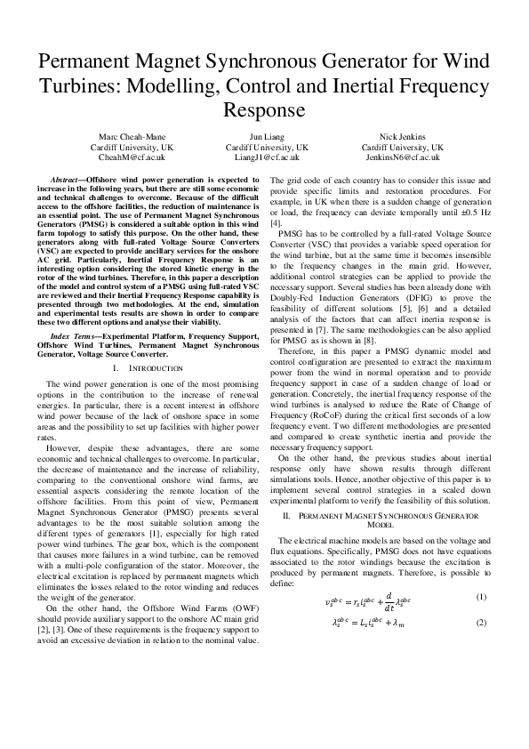 (PDF) Permanent magnet synchronous generator for wind turbines ... (PDF) Permanent magnet synchronous generator for wind turbines ...