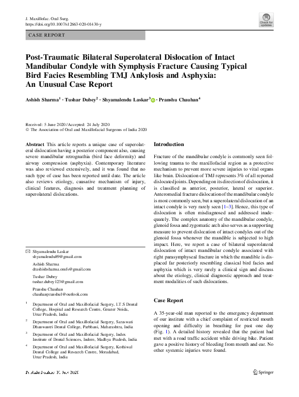 (PDF) Post-Traumatic Bilateral Superolateral Dislocation of Intact ...
