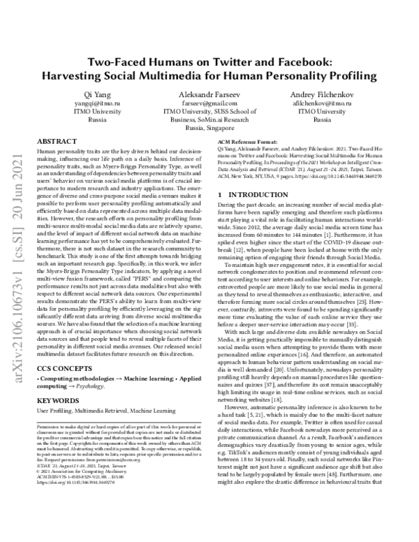 (PDF) Two-Faced Humans on Twitter and Facebook: Harvesting Social ...