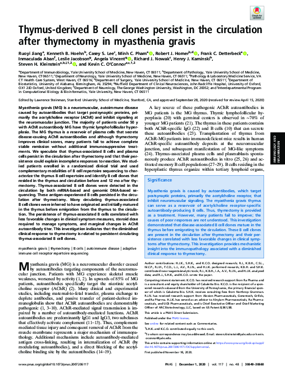 (PDF) Thymus-derived B cell clones persist in the circulation after ...