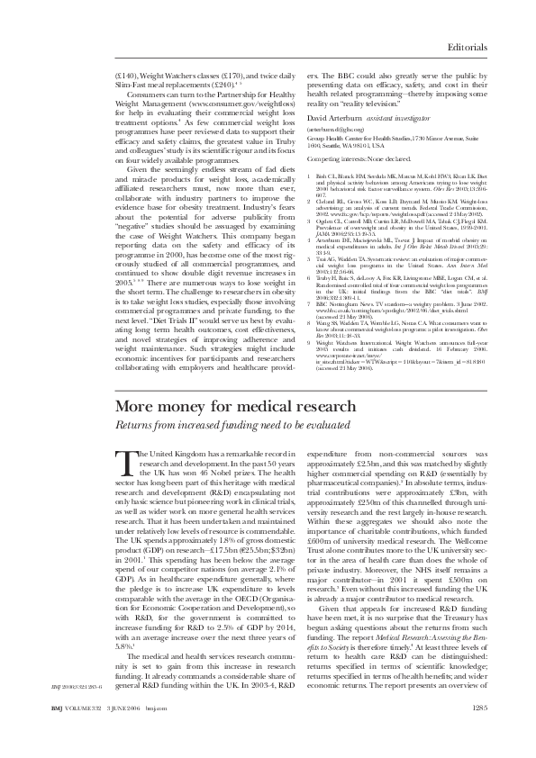 (PDF) More money for medical research
