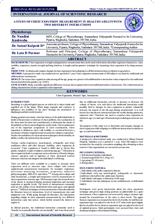 (PDF) A Study of Chest Expansion Measurement in Healthy Adults with Two ...
