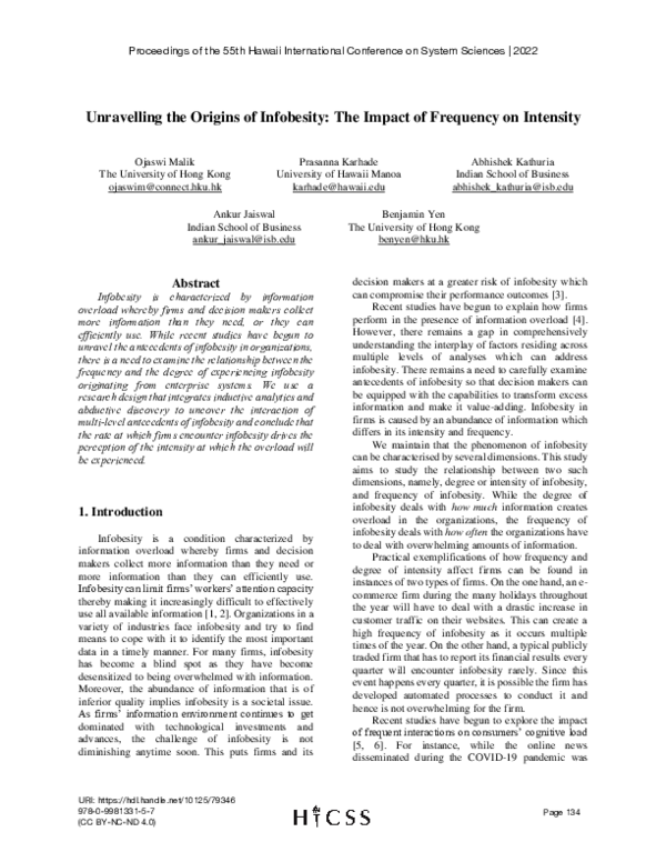 (PDF) Unravelling the Origins of Infobesity: The Impact of Frequency on ...
