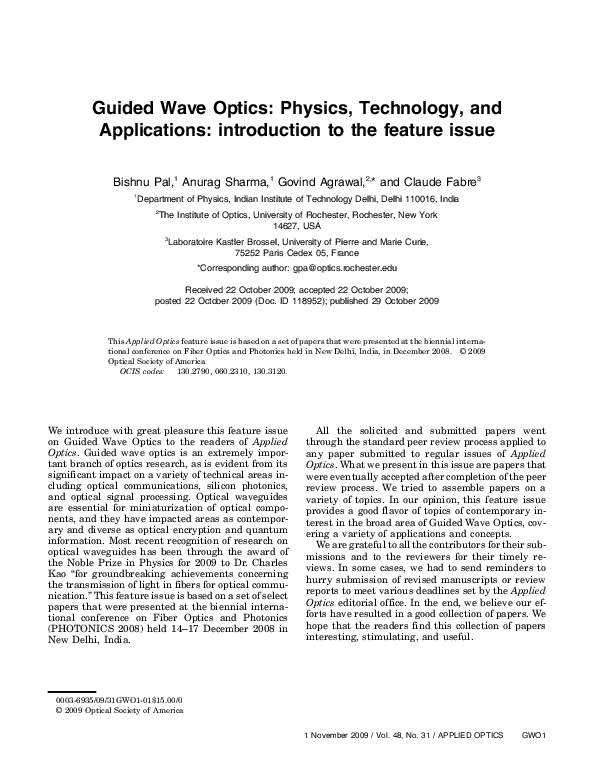 (PDF) Guided Wave Optics: Physics, Technology, and Applications ...