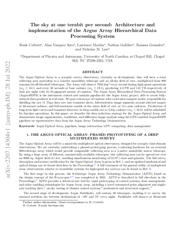 (PDF) The sky at one terabit per second: architecture and implementation of the Argus Array ...