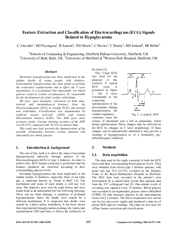 Pdf Feature Extraction And Classification Of Electrocardiogram Ecg