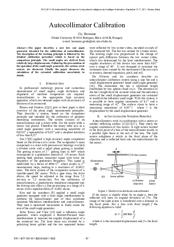 (PDF) Autocollimator calibration