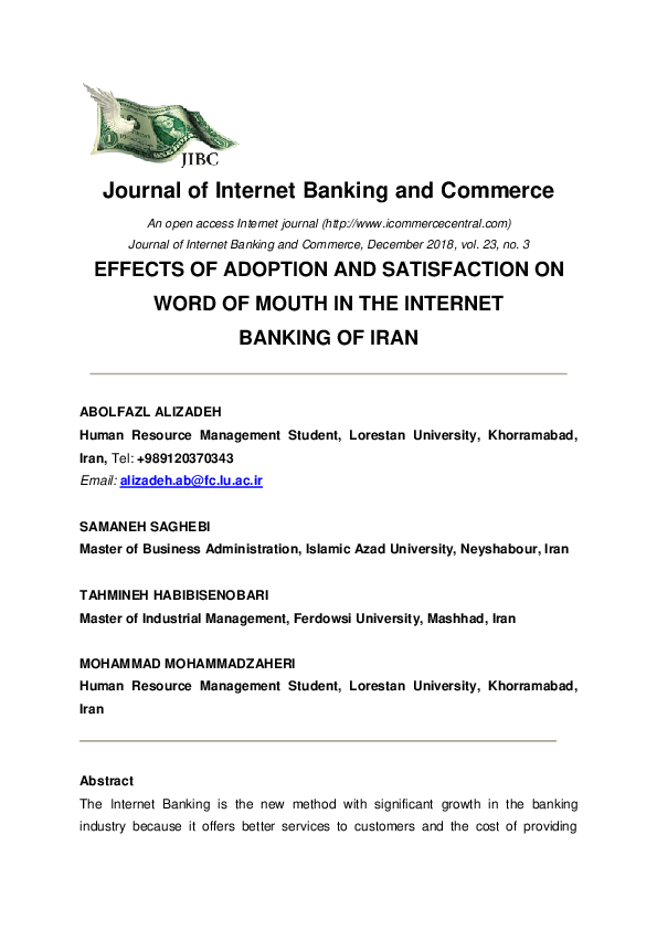 (PDF) Effects of Adoption and Satisfaction on Word of Mouth in the ...