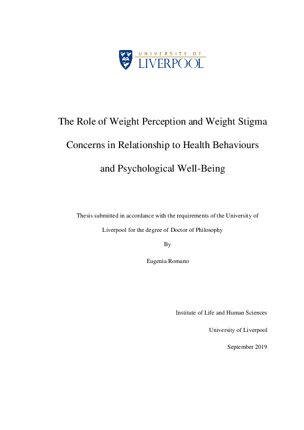 (PDF) The Role of Weight Perception and Weight Stigma Concerns in ...
