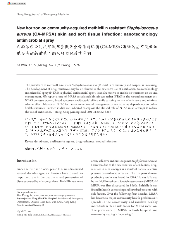 (PDF) New Horizon on Community-Acquired Methicillin Resistant Staphylococcus Aureus (Ca-Mrsa ...