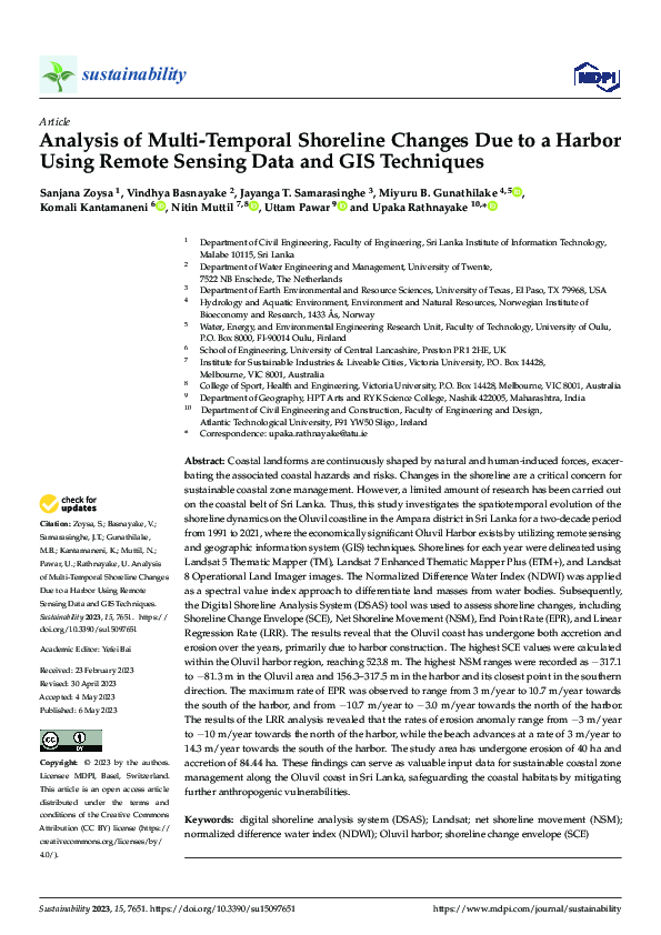 (PDF) Analysis of Multi-Temporal Shoreline Changes Due to a Harbor Using Remote Sensing Data and ...