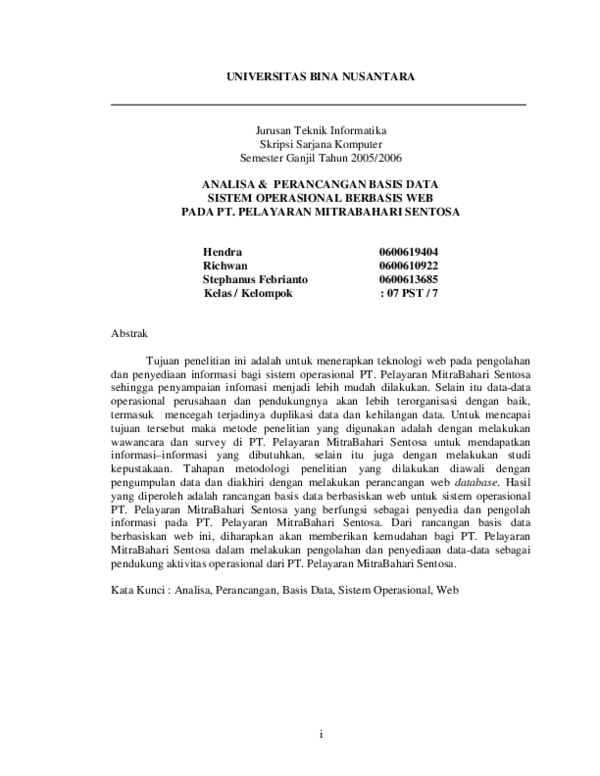 (PDF) Analisa Dan Perancangan Basis Data Sistem Operasional Berbasis ...