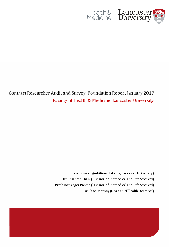 (PDF) Contract Researcher Audit and Survey–Foundation Report