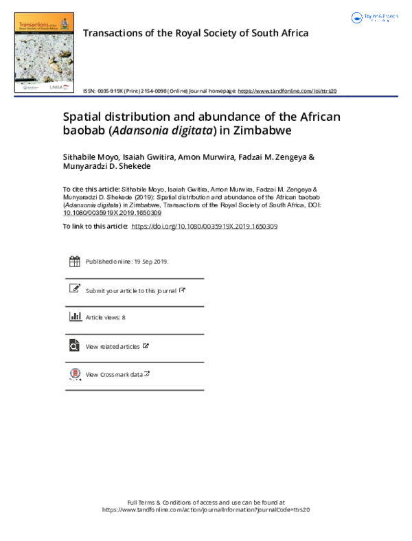 (PDF) Spatial distribution and abundance of the African baobab ...