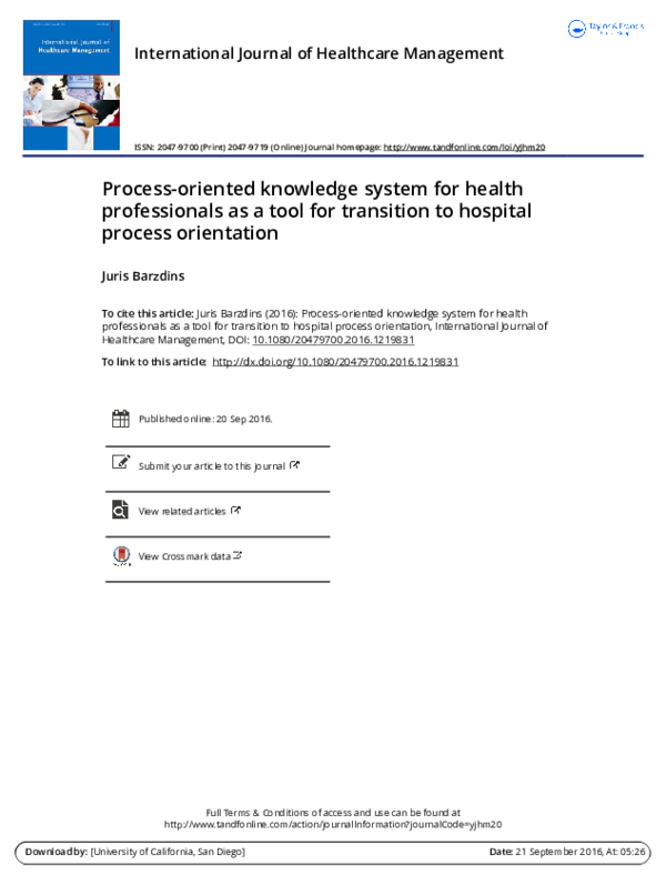 (PDF) Process-oriented knowledge system for health professionals as a tool for transition to ...