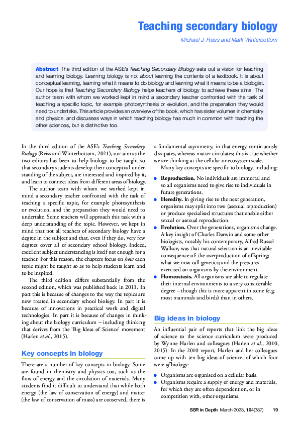 (PDF) Teaching secondary biology