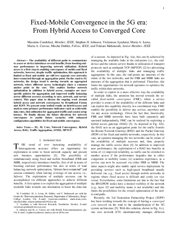 (PDF) Fixed-Mobile Convergence in the 5G Era: From Hybrid Access to ...