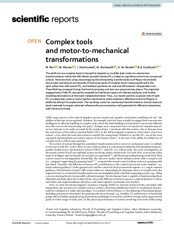 (PDF) Complex tools and motor-to-mechanical transformations