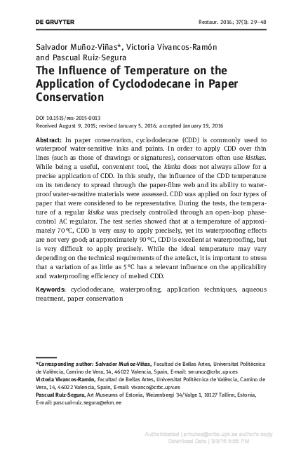 (PDF) The Influence of Temperature on the Application of Cyclododecane ...
