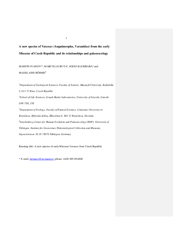 (PDF) A new species ofVaranus(Anguimorpha: Varanidae) from the early ...