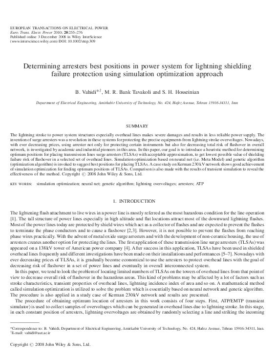 (PDF) Determining arresters best positions in power system for lightning shielding failure ...