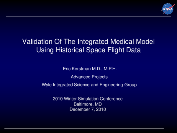 (PDF) Validation of the Integrated Medical Model Using Historical Space ...