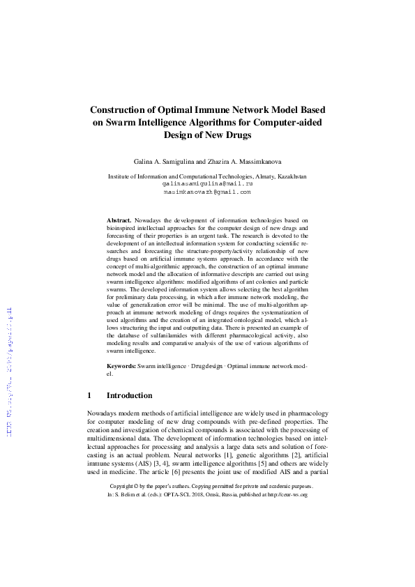 (PDF) Construction of an optimal immune network model based on the modified swarm algorithm ...