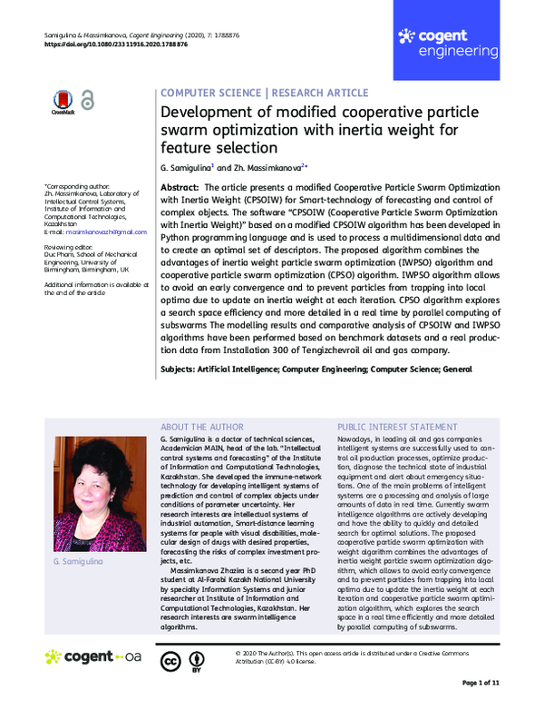 (PDF) Development of modified cooperative particle swarm optimization ...